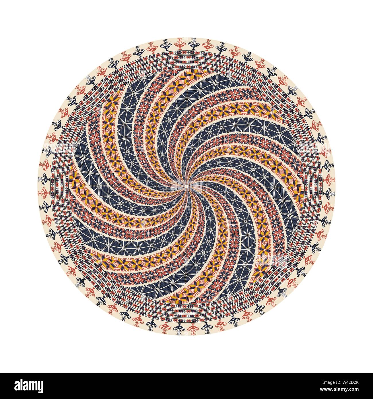 Circular pattern in traditional Palestinian style, vector design ...