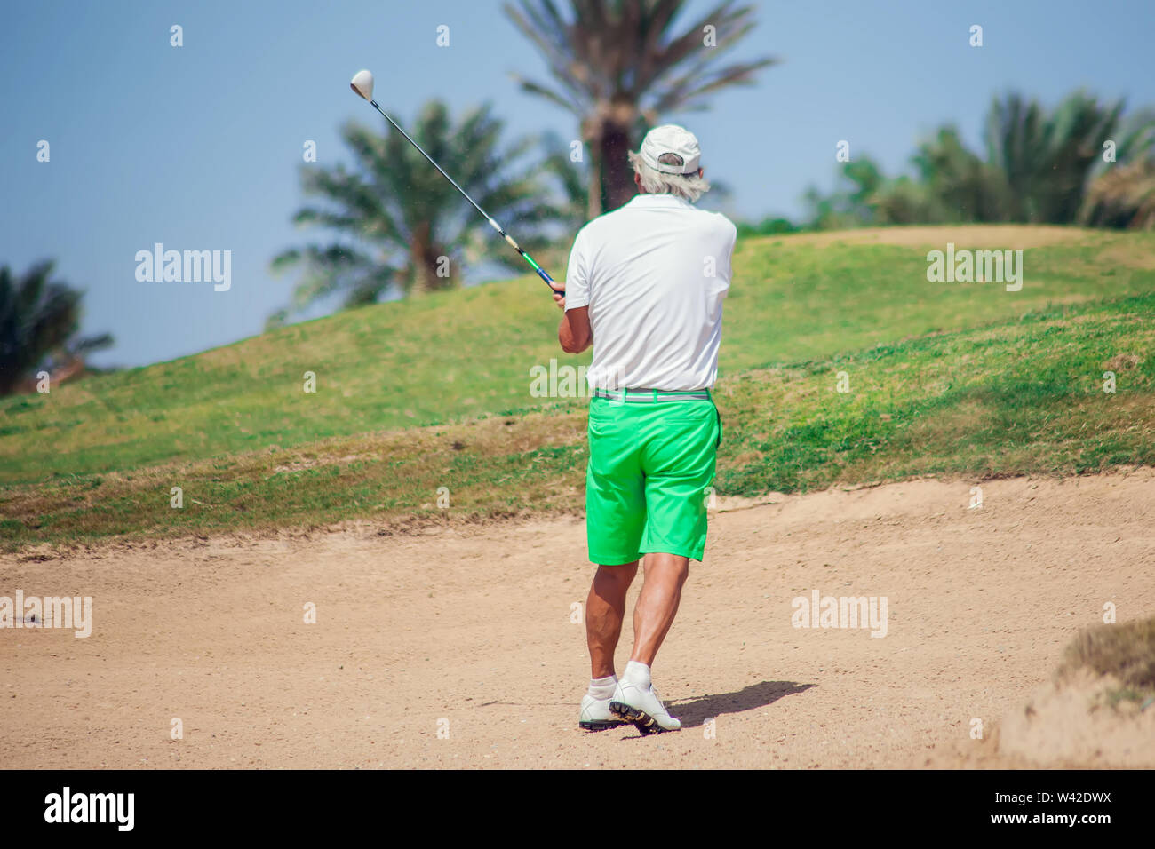 Man Playing Golf on Beautiful Sunny Green Golf Course. People, Sport ...