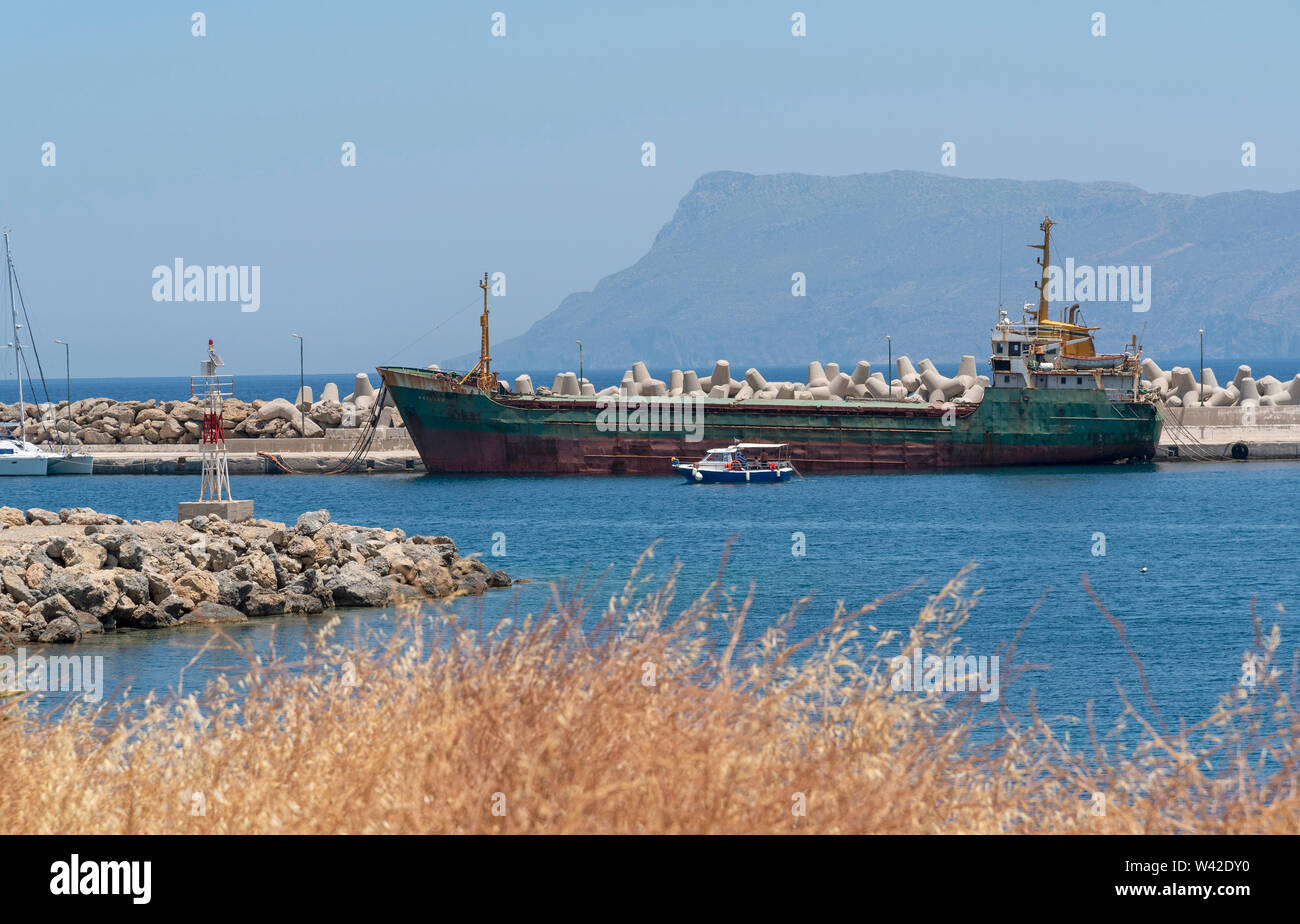 Kissamos Port, Kastelli, Crete, Greece. June 2019. The Syklark a ...