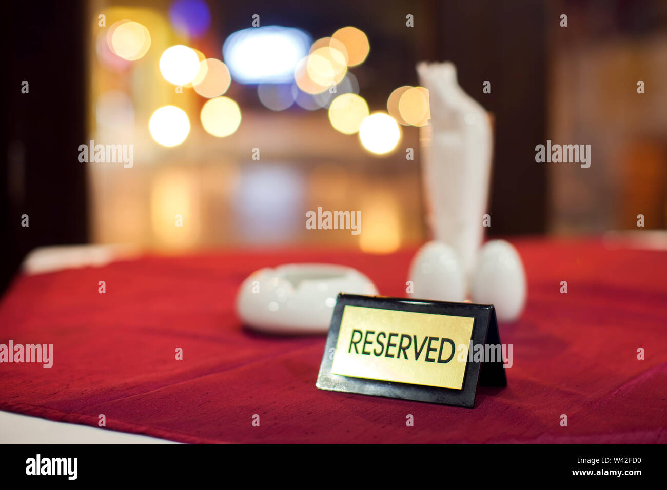 Reserved Table. A sign of reservation placed in restaurant Stock Photo ...