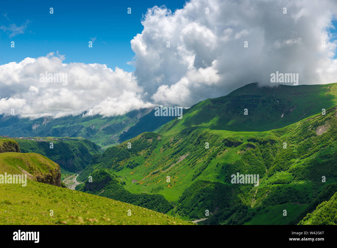 View of the mountains and the gorge from above, the picturesque ...