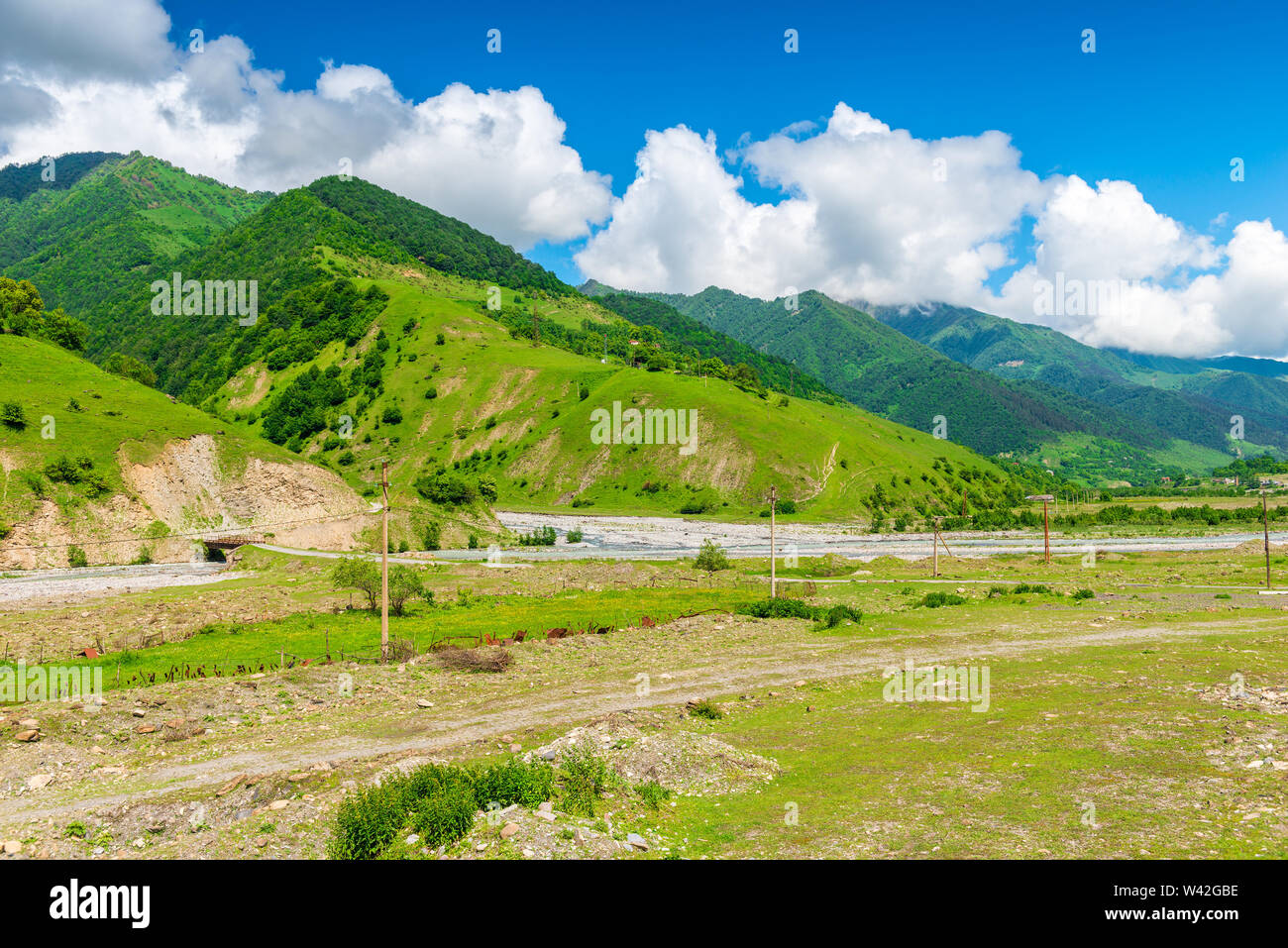 Mountain landscape in the open spaces of Georgia, Caucasian species ...