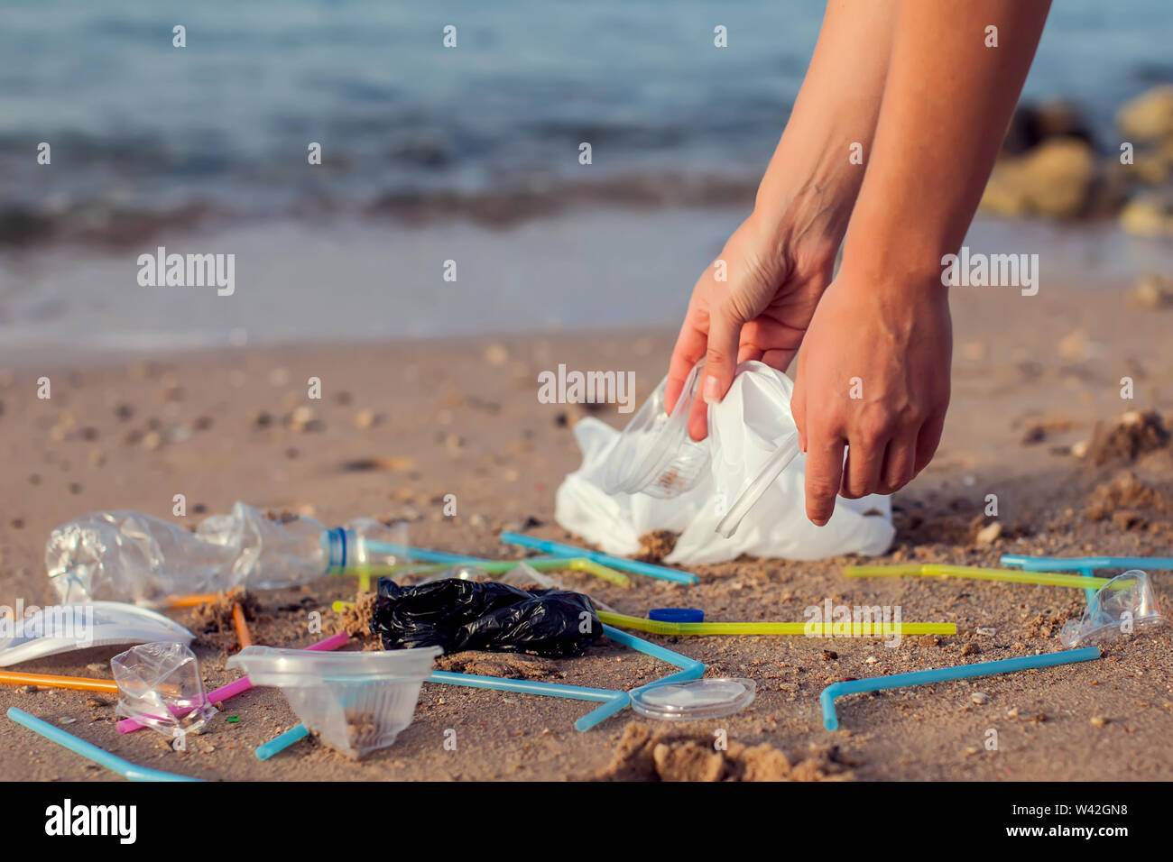 Cleaning up plastic pollution water hi-res stock photography and images ...