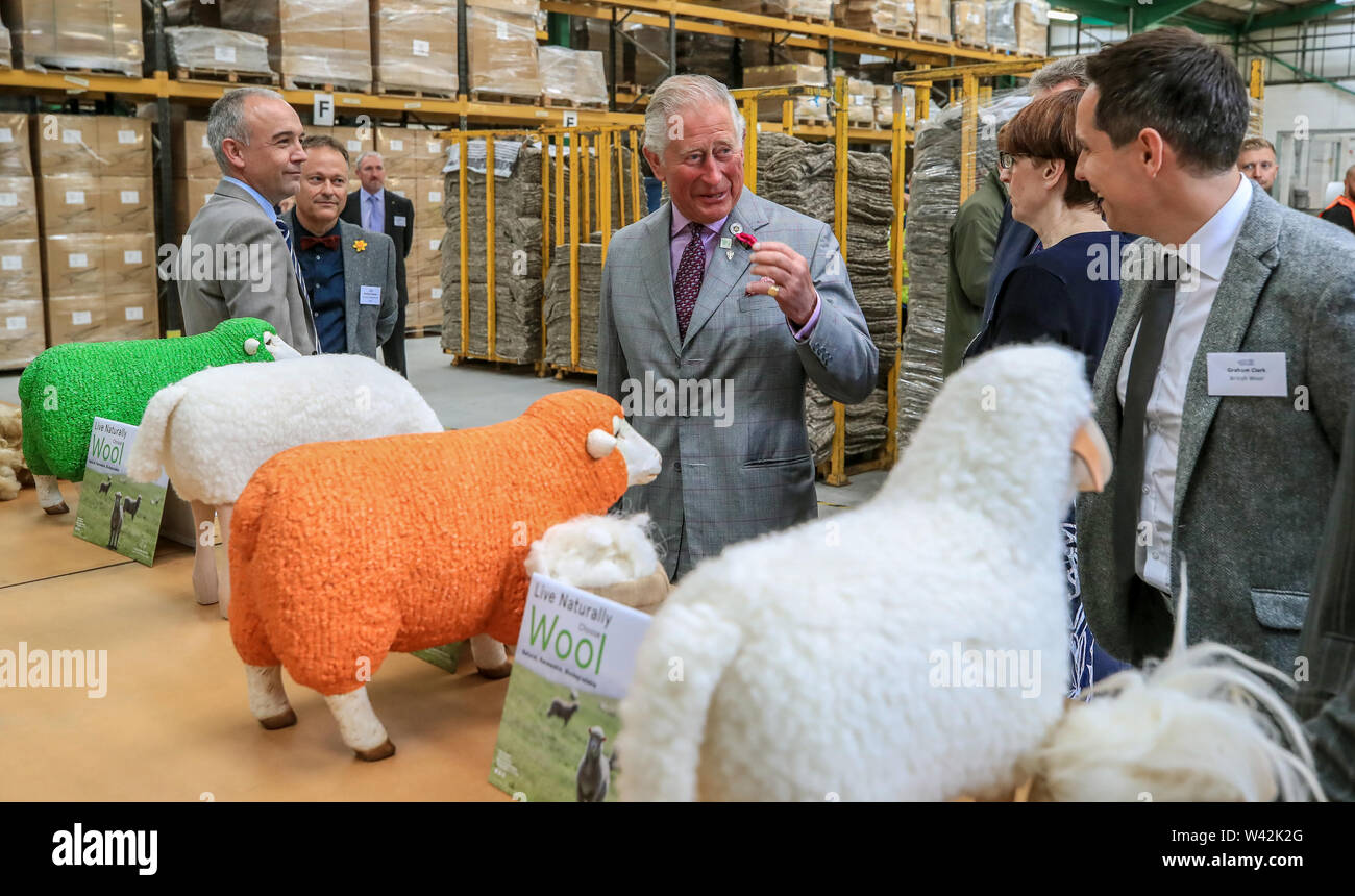 The Prince of Wales arrives for a visit to Woolcool in Stone ...