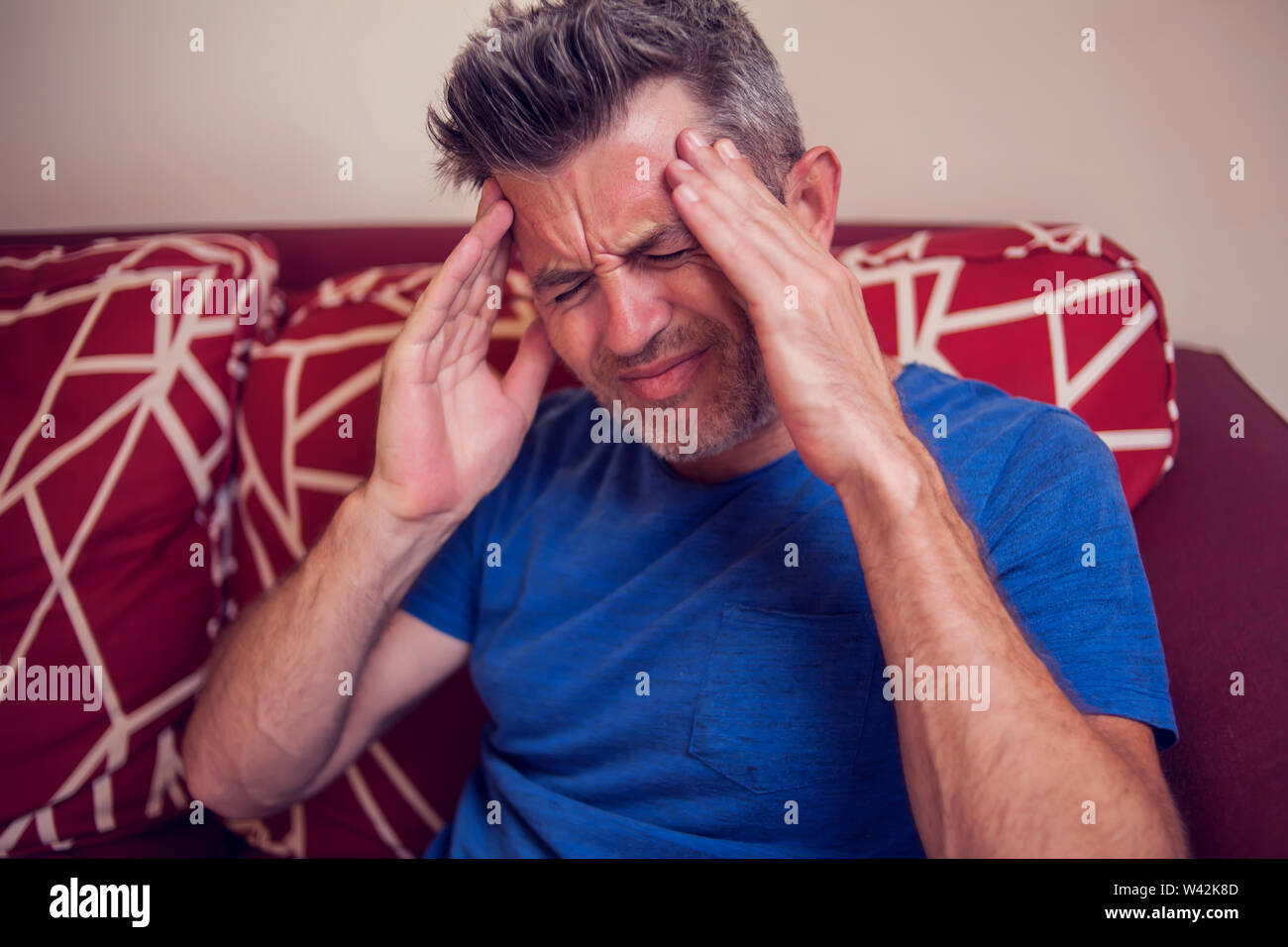 Headache migraine concept sad hi-res stock photography and images - Alamy