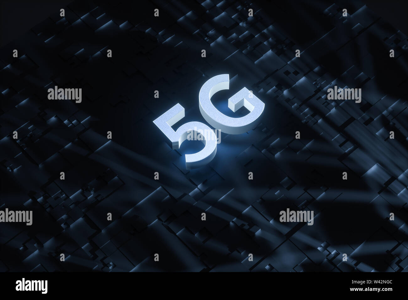 3d rendering, 5g font and circuit background, computer digital drawing ...