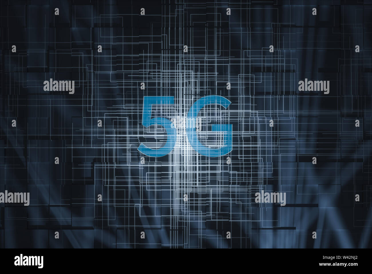 3d rendering, 5g font and circuit background, computer digital drawing ...