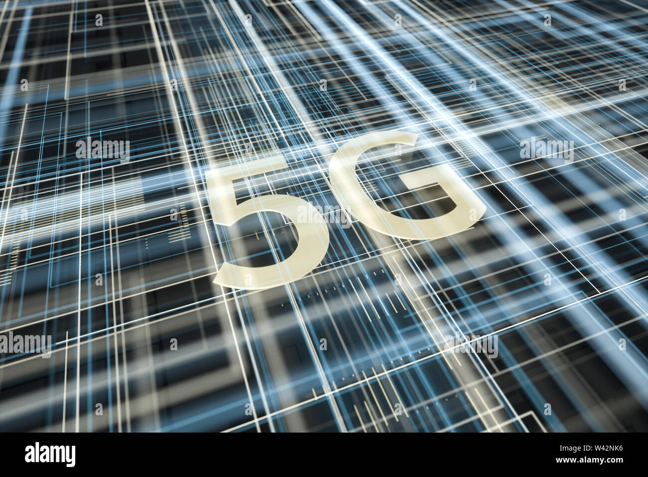 3d rendering, 5g font and circuit background, computer digital drawing ...