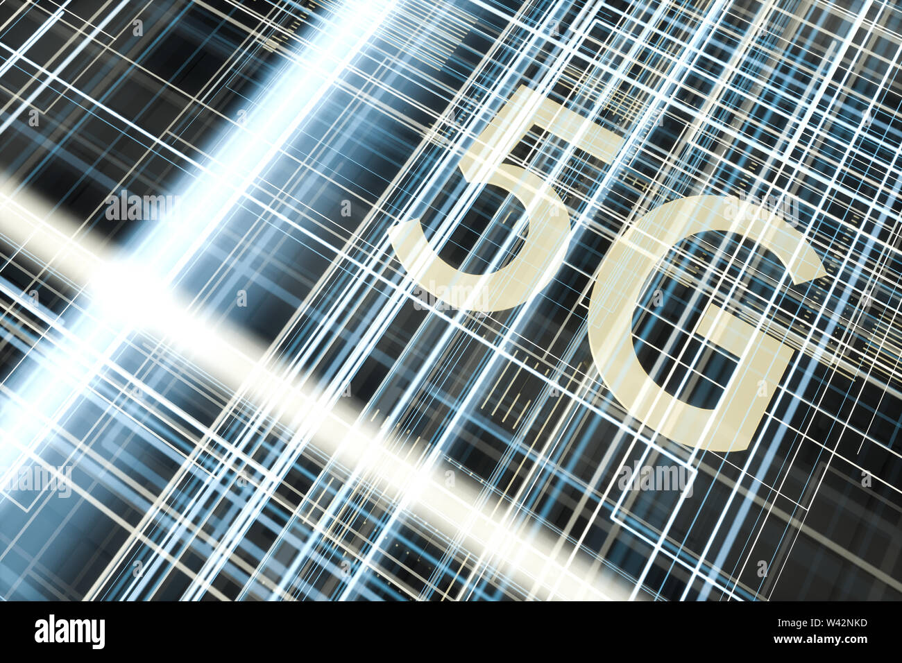 3d rendering, 5g font and circuit background, computer digital drawing ...