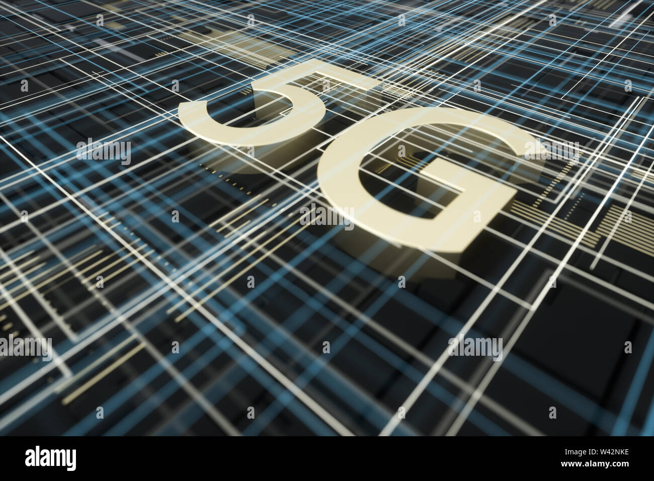 3d rendering, 5g font and circuit background, computer digital drawing ...