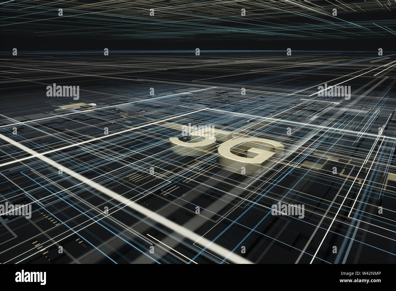 3d rendering, 5g font and circuit background, computer digital drawing ...