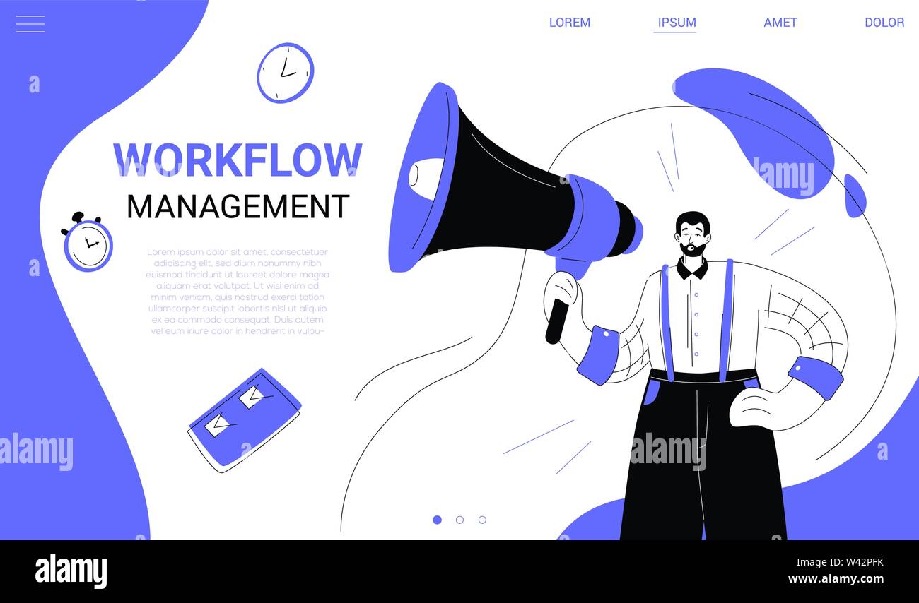 Workflow management - flat design style web banner Stock Vector Image ...