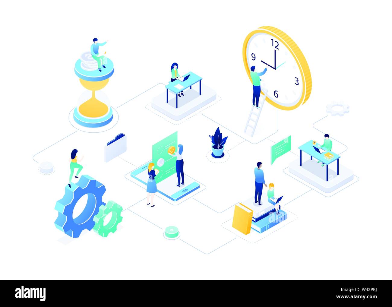 Time management - modern colorful isometric vector illustration Stock ...