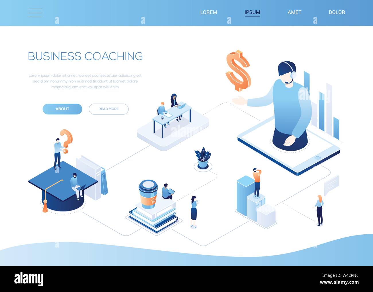 Business coaching - modern colorful isometric web banner Stock Vector ...