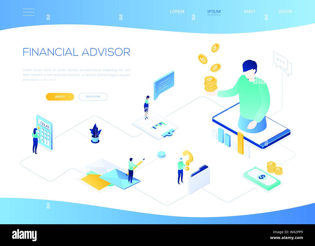 Financial advisor - modern colorful isometric web banner Stock Vector ...