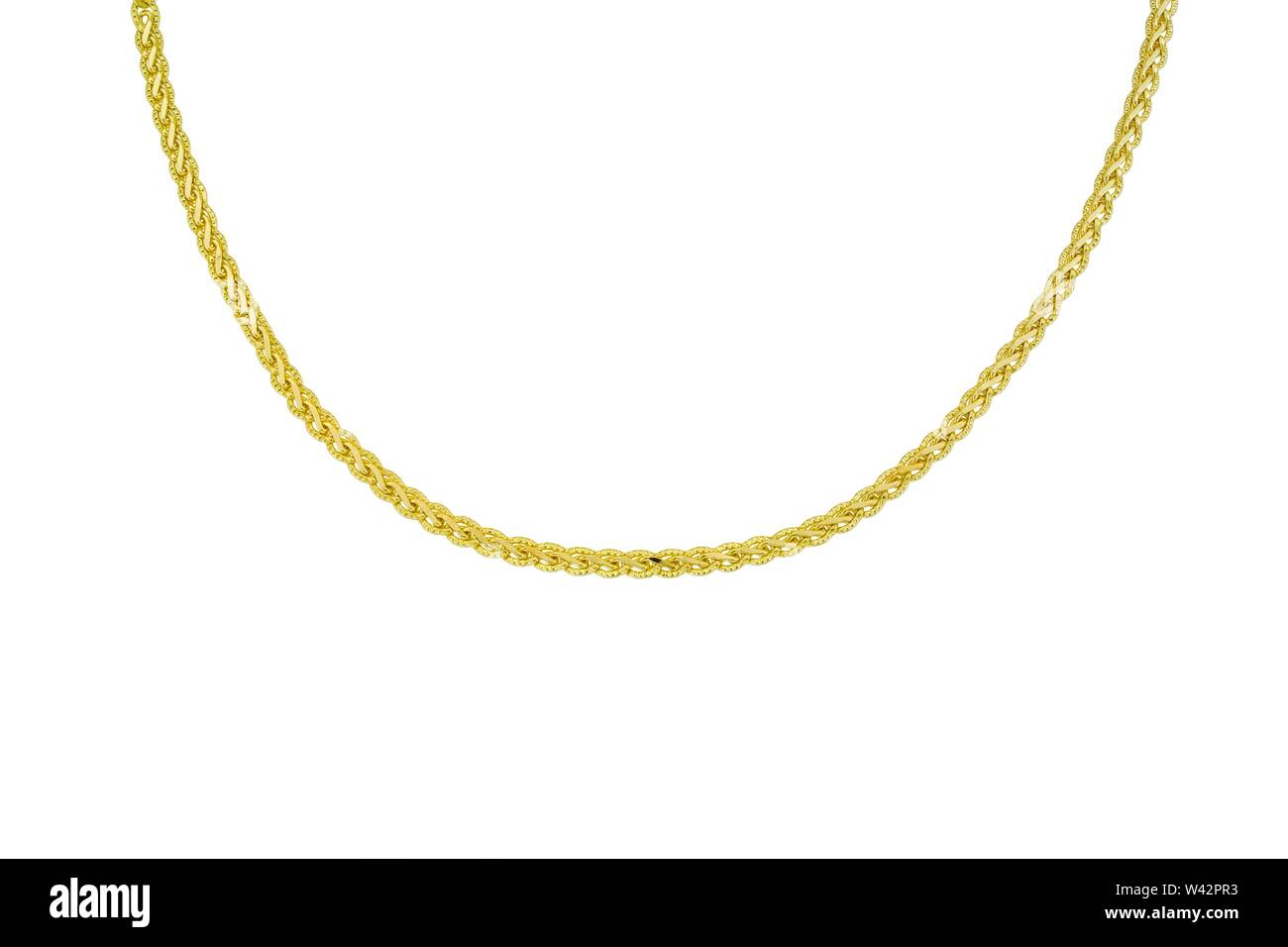 This chain necklace of yellow gold textured oval and twisted links is ...