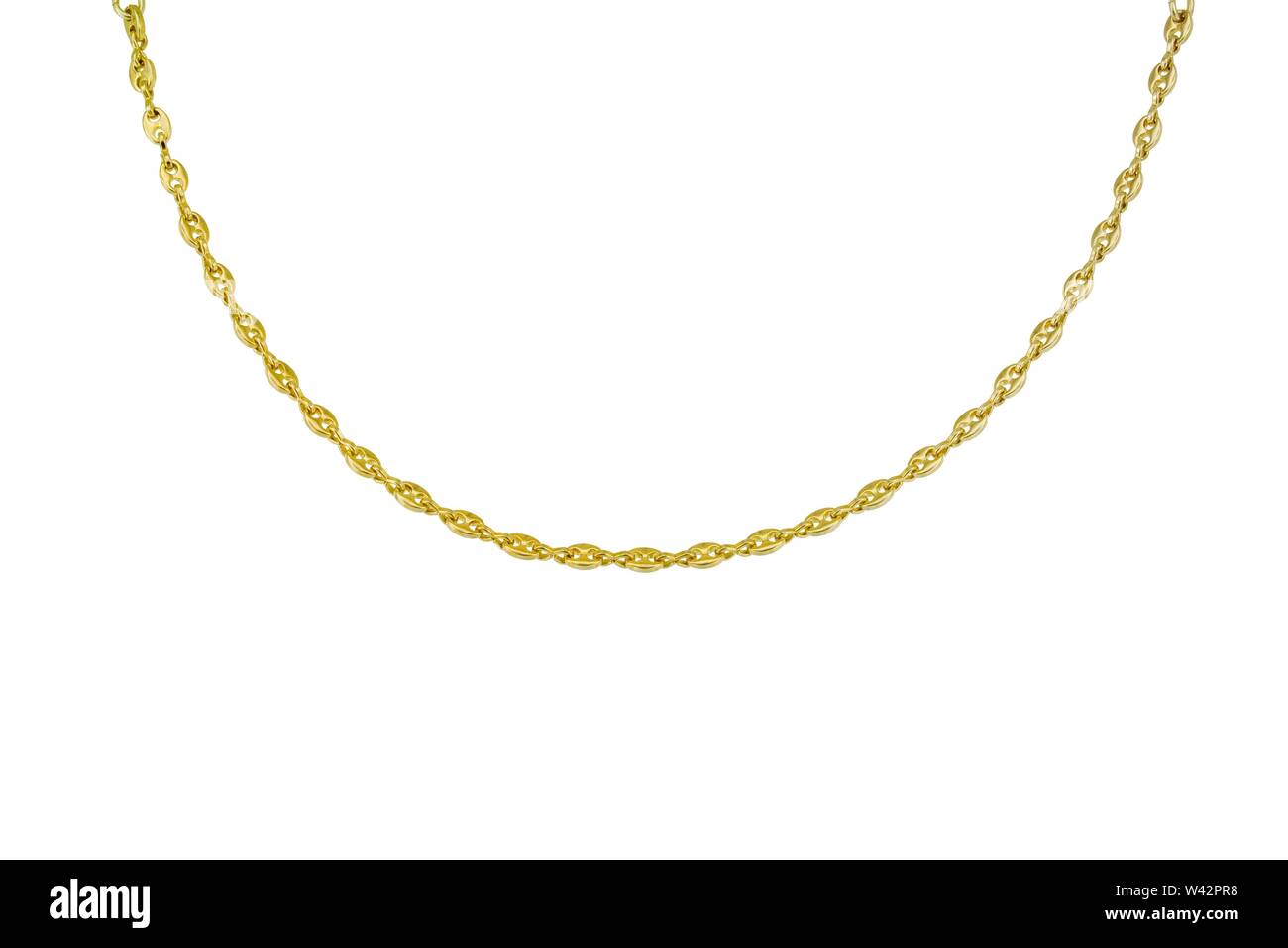 This chain necklace of yellow gold is formed in a half round shape and ...