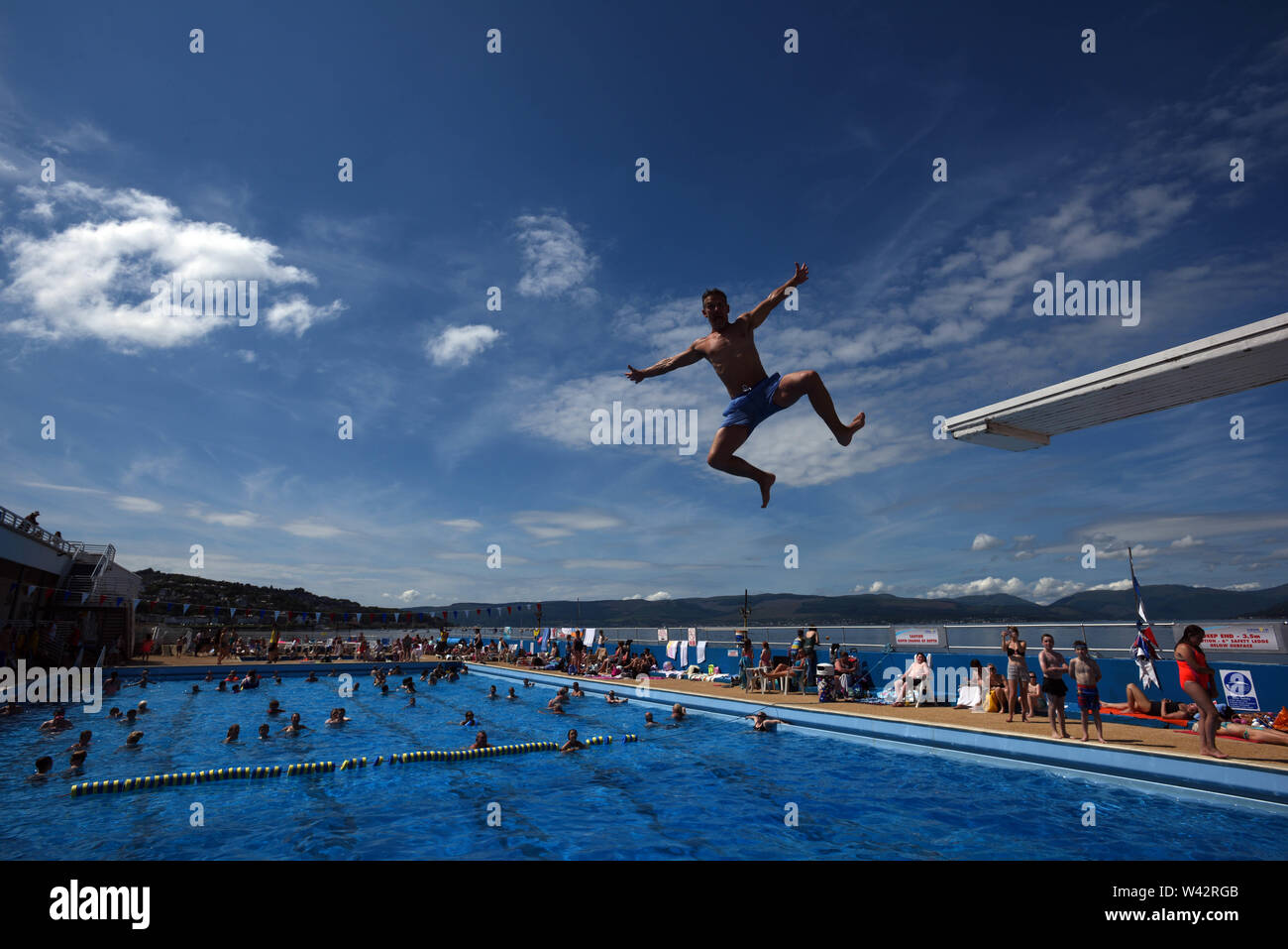 Hot weather pictures at Gourock outdoor swimming pool, Pictured is Mark ...