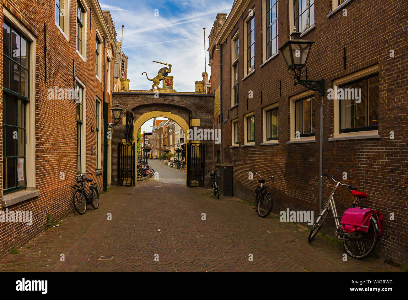 Leiden, Holland, Netherlands, May 22, 2019, The view of Burg Poort ...
