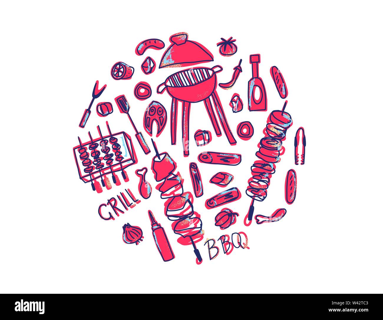 BBQ round badge isolated on white background. Barbecue circle ...