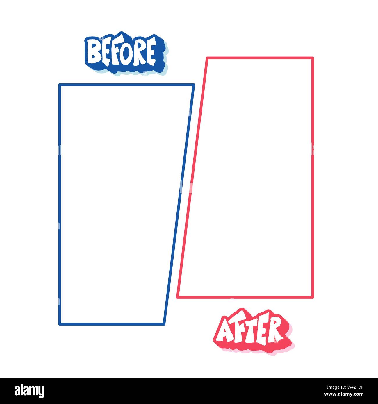 Before and after template background with stylized text and frames ...
