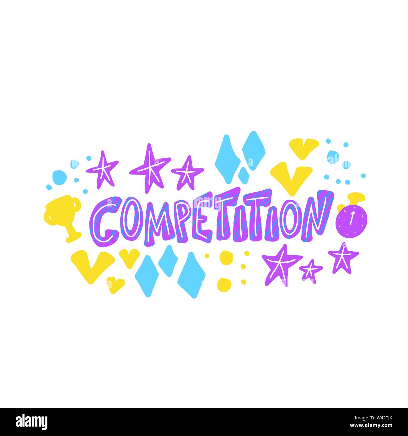 Competition message with decoration isolated on white background ...