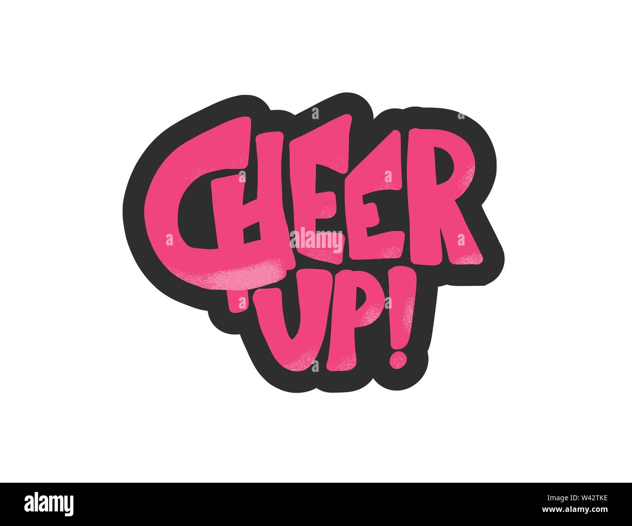 Cheer up handwritten sticker quote on white background. Vector ...