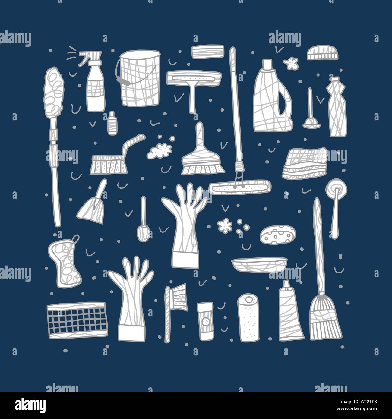 Cleaning tools. Vector set of cleaning equipment. Collection of ...