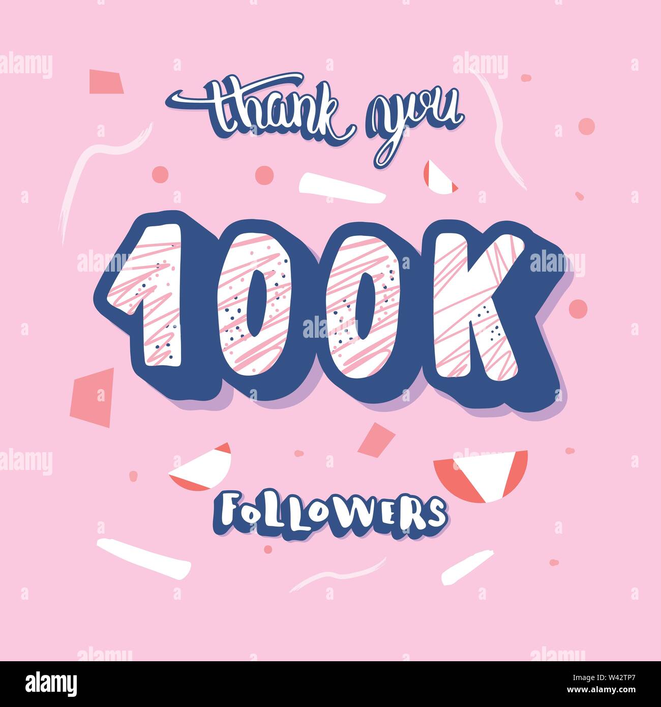100k followers post. Social media banner. Vector color illustration ...