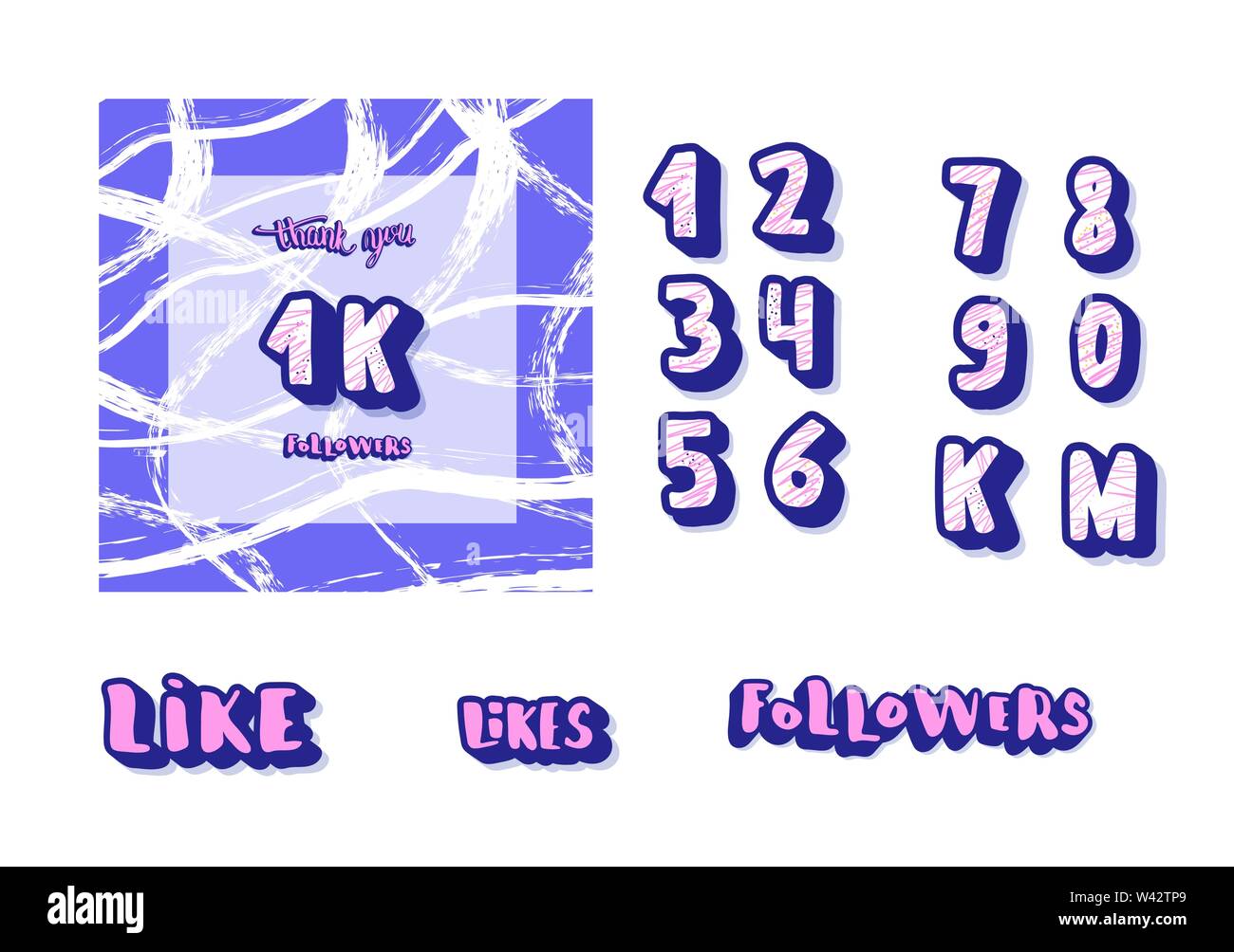 Social media banners set. 1k followers post and elements for bloggers ...