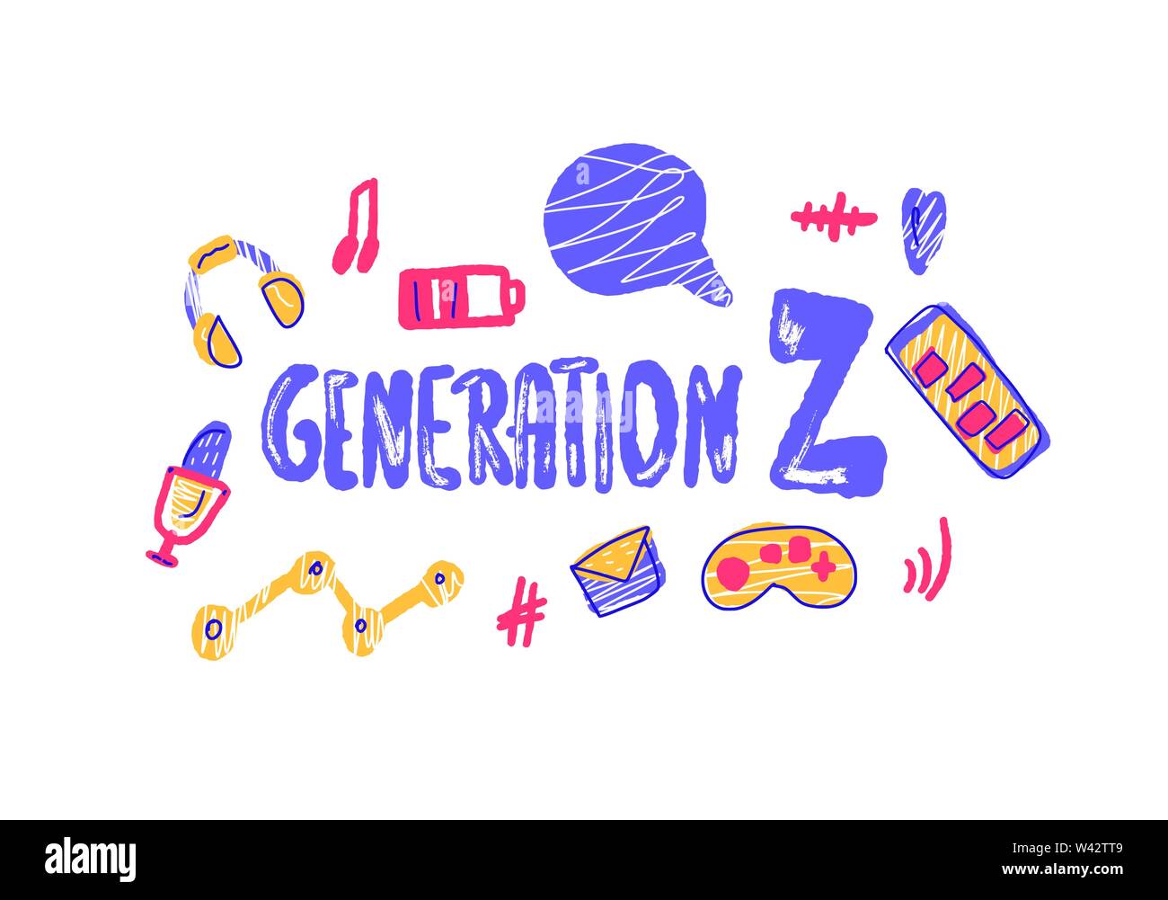 Generation z emblem isolated on white background. Text with digital ...