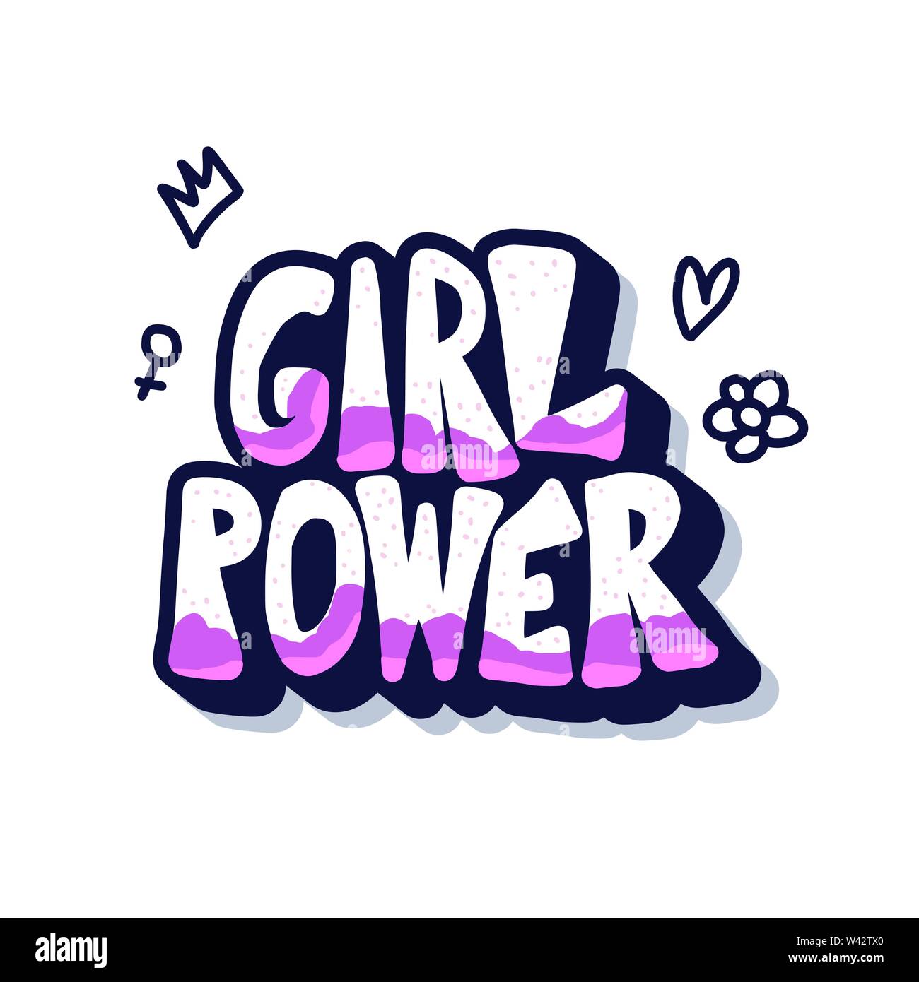 Girl power quote isolated on white background. GRL PWR hand lettering ...