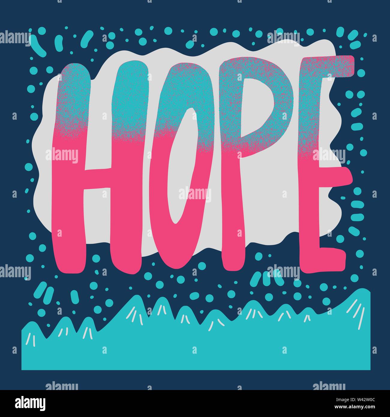 Hope lettering. Vector handdrawn letters with decoration. Hope word ...