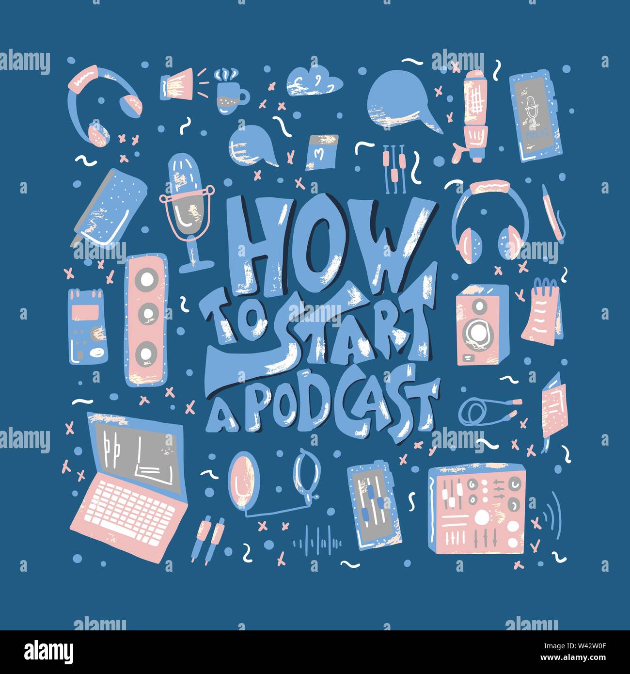 How to start a podcast poster with quote with decoration. Banner ...