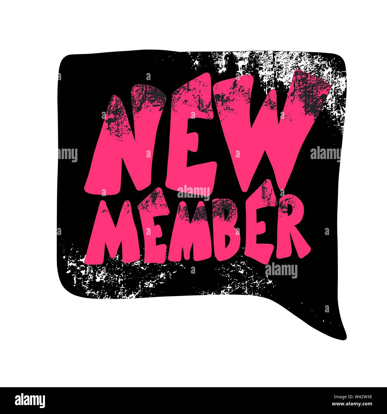 New member phrase. Stylized words with bubble speech isolated on white ...