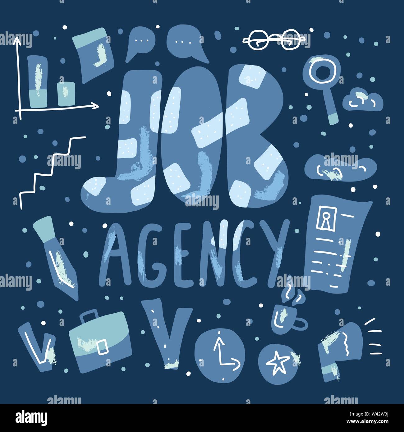 Job agency poster template. Vector color conceptual illustration Stock ...