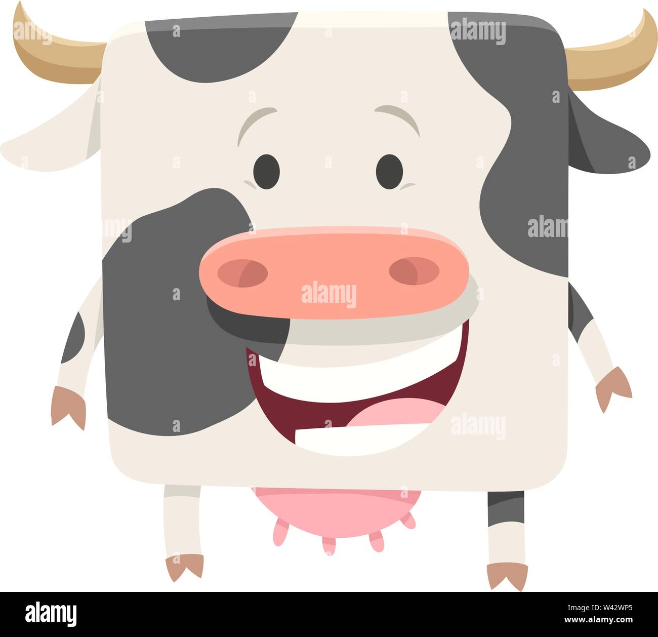 Cartoon Illustration of Smiling Cow Farm Animal Character Stock Vector ...