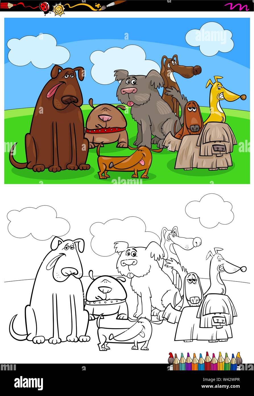 Cartoon group dogs coloring hi-res stock photography and images - Alamy