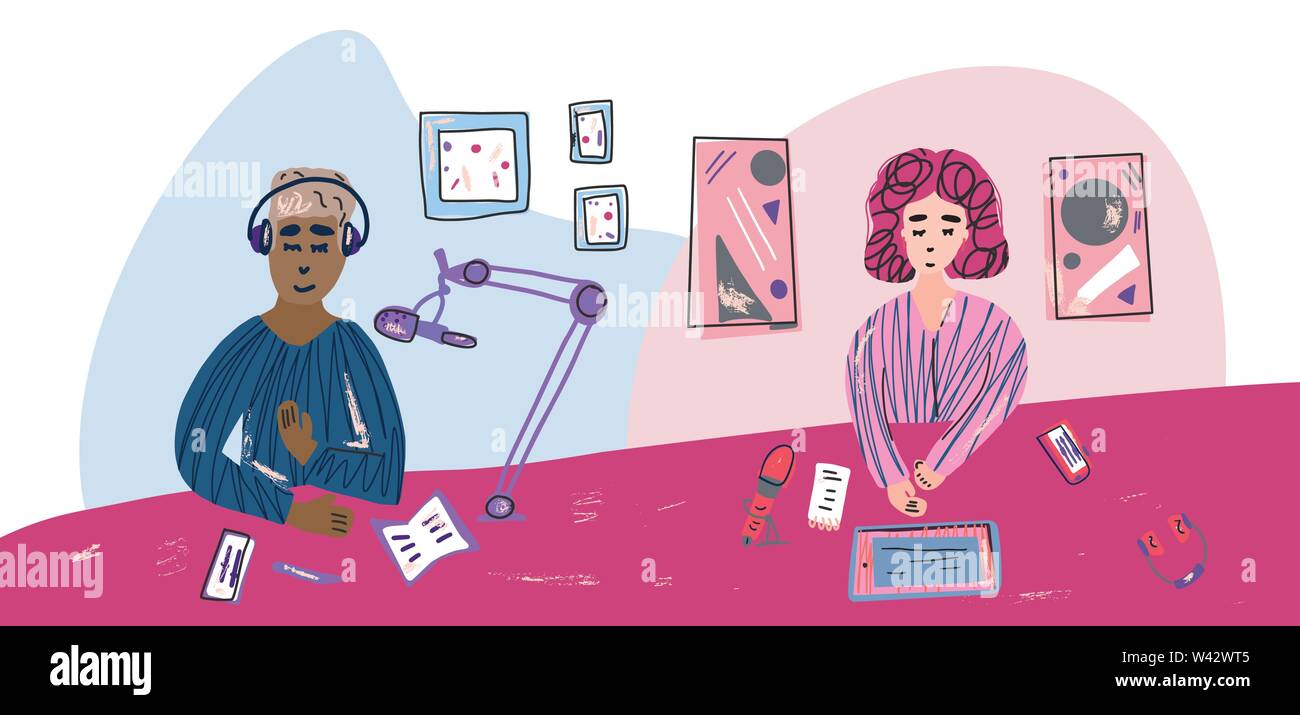 Interviewing guest Stock Vector Images - Alamy