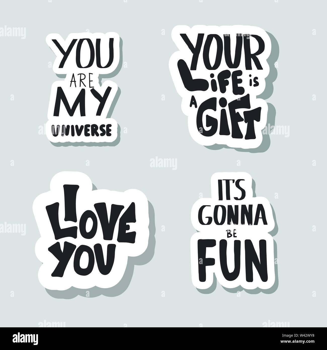 Set Of Stickers Quotes Isolated Motivational Handwritten Lettering