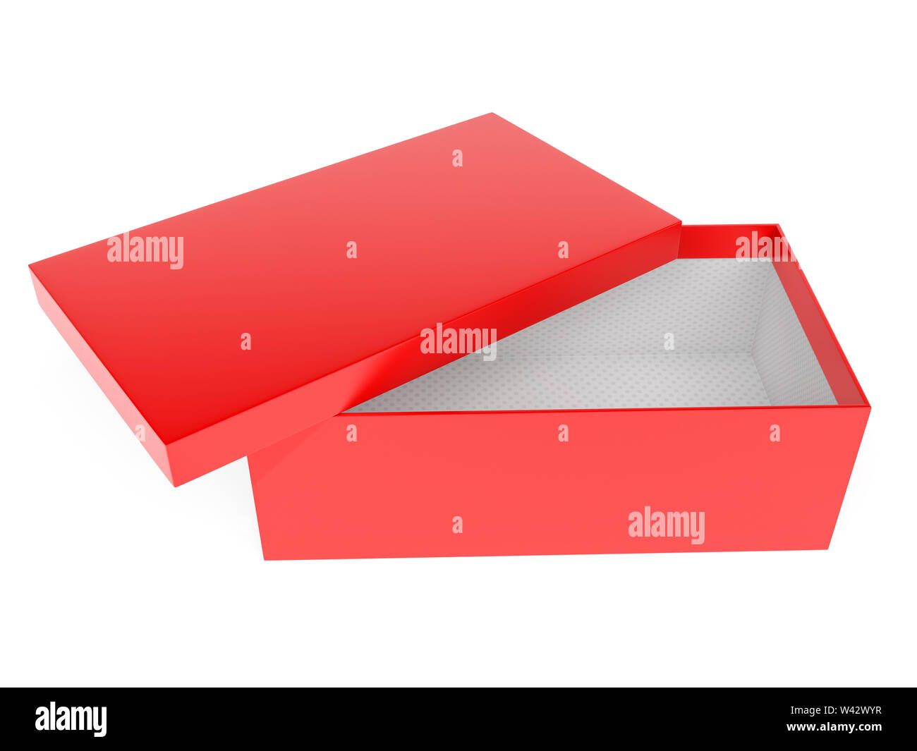 Red empty shoe box. 3d rendering illustration isolated on white ...