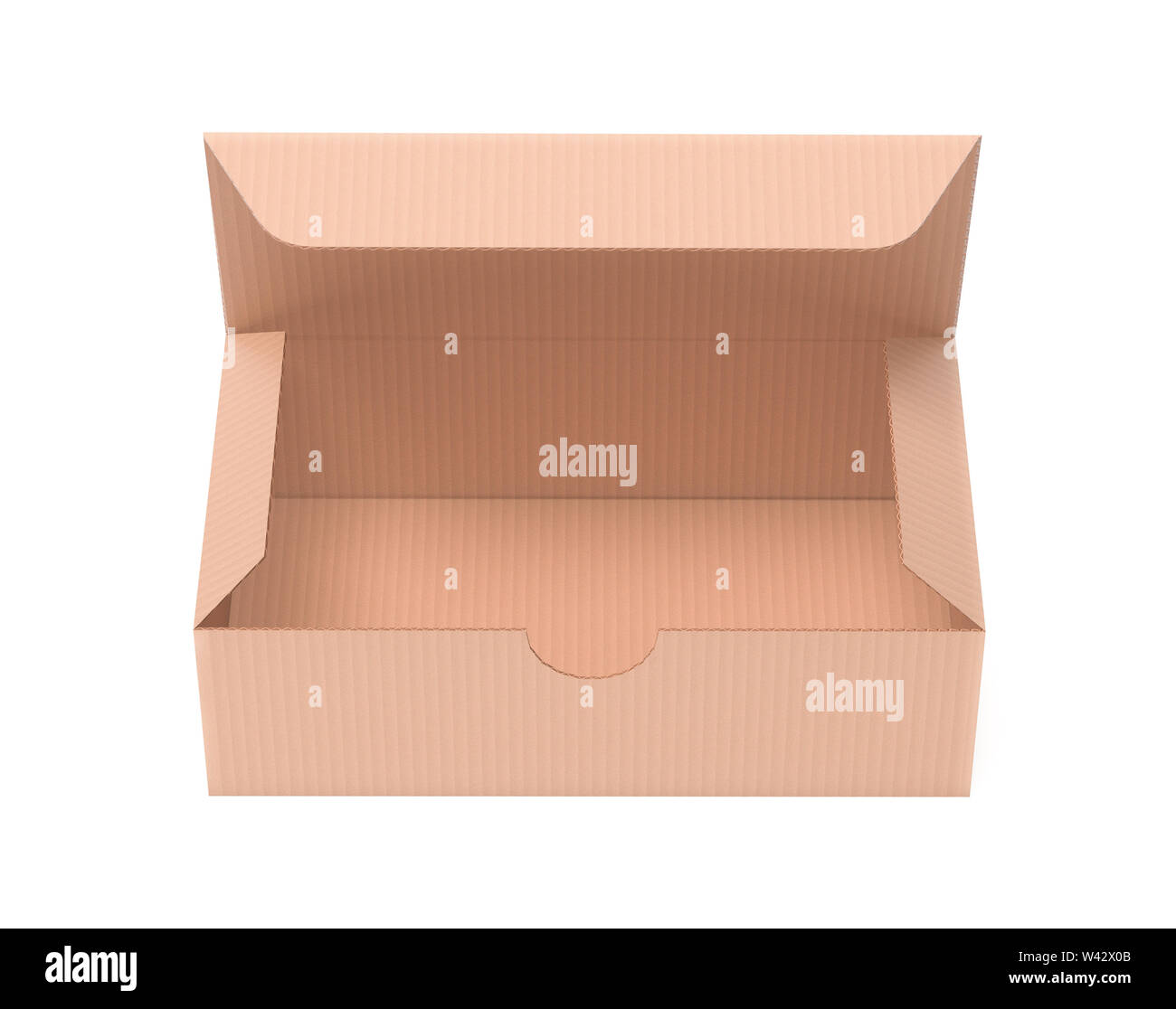 Paper cardboard box template. Open empty carton. 3d rendering ...