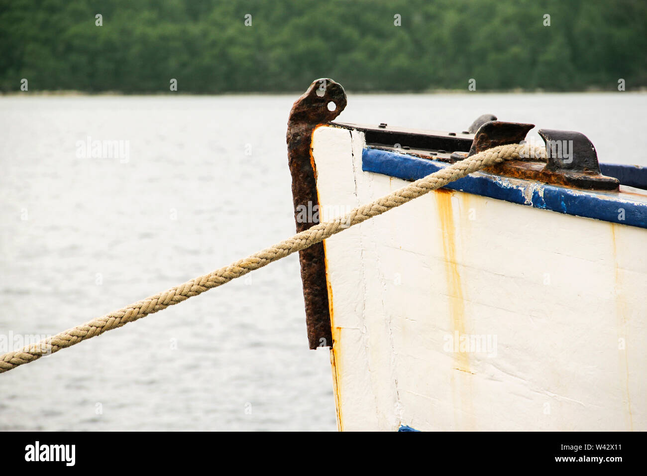 Bow (front) of the industrial fishing ship or a boat Stock Photo - Alamy