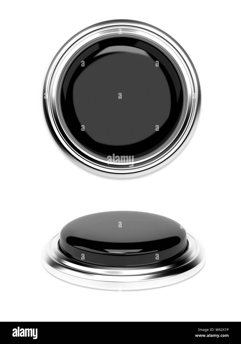 Black push buttons. 3d rendering illustration isolated on white ...