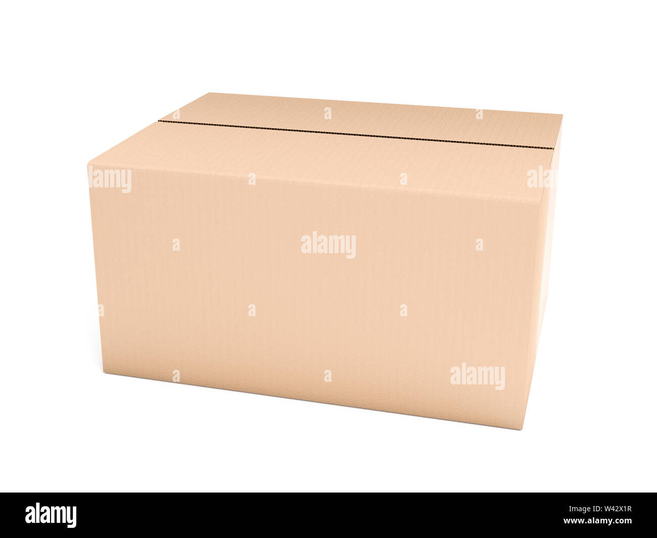 Closed brown corrugated carton box. Big shipping packaging. 3d ...