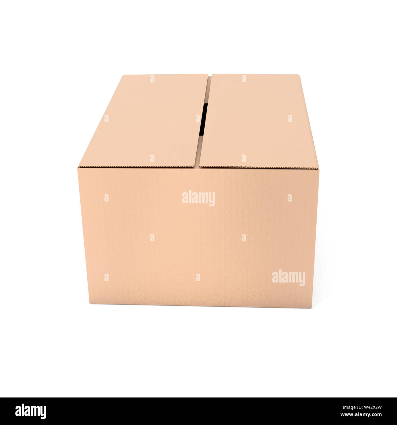 Closed brown corrugated carton box. Big shipping packaging. 3d rendering illustration isolated ...