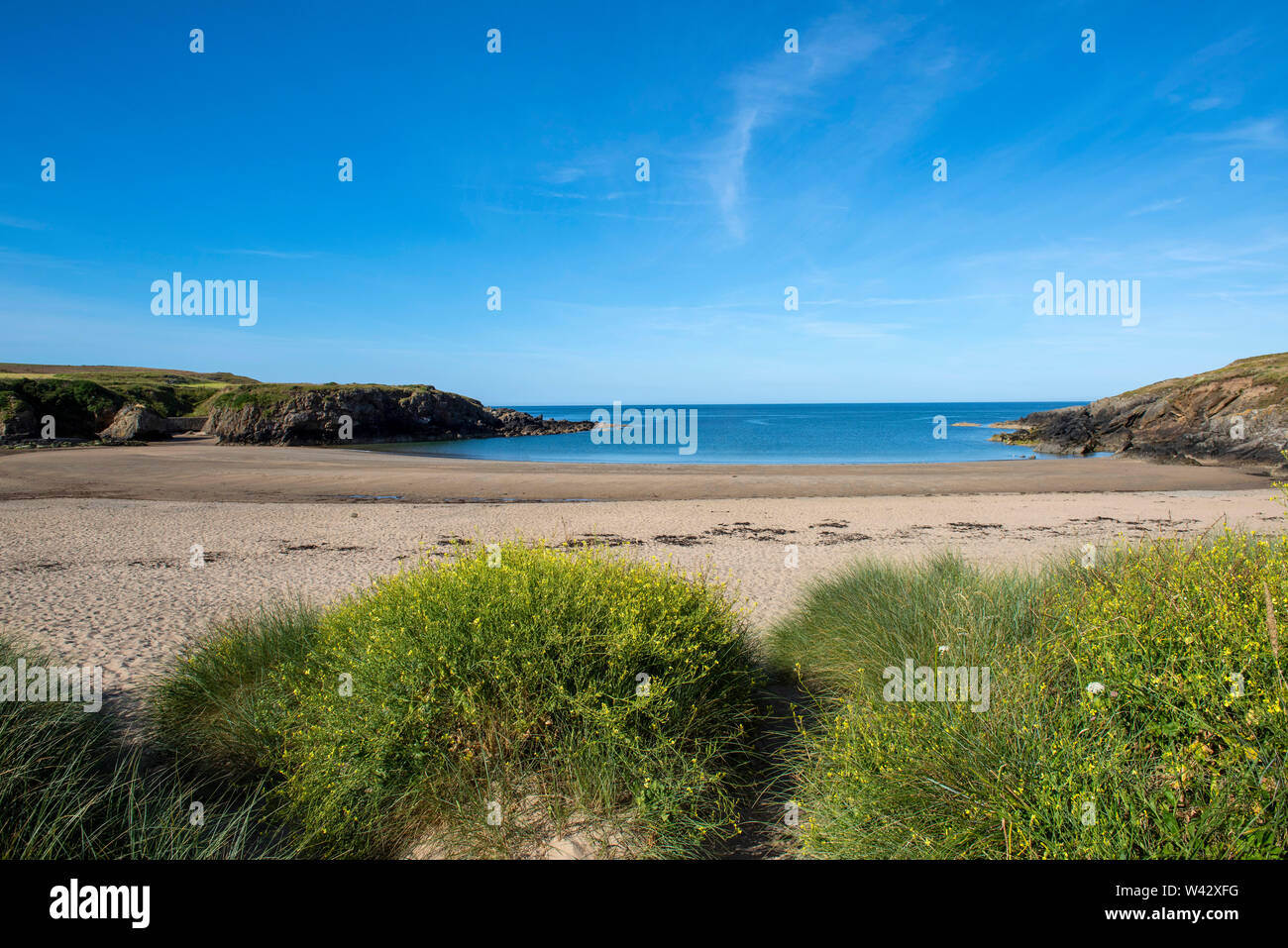 Summer morning at Cable Bay in Anglesey Wales UK Stock Photo - Alamy