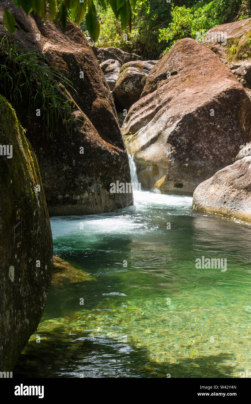 Beautiful landscape of crystal clear water river in the rainforest ...