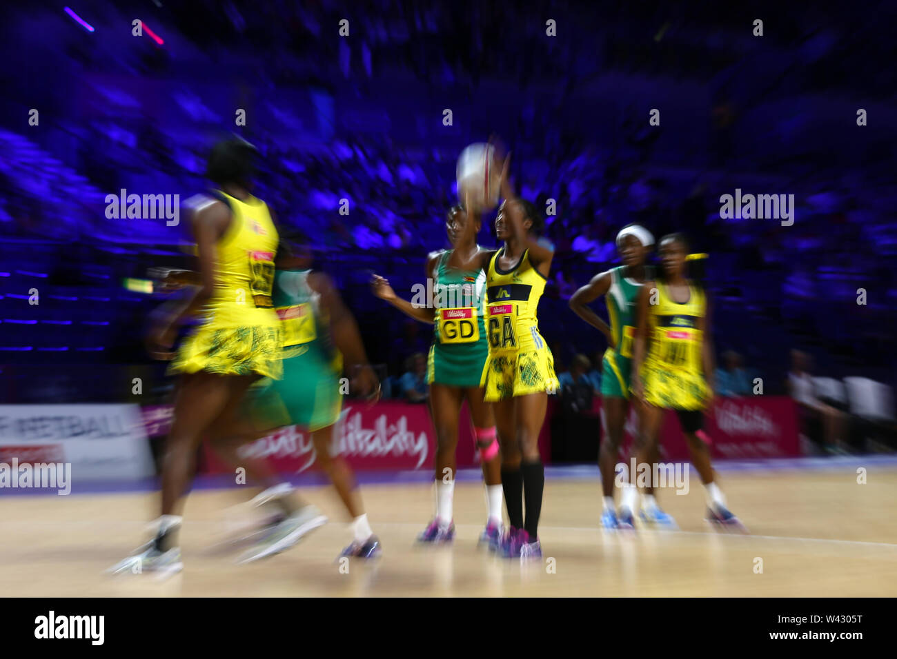 Jamaica's Nicole Dixon shoots at goal during the Netball World Cup ...