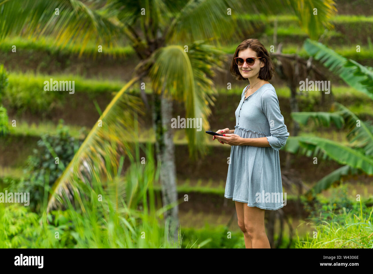 Lady mobile fields hi-res stock photography and images - Alamy